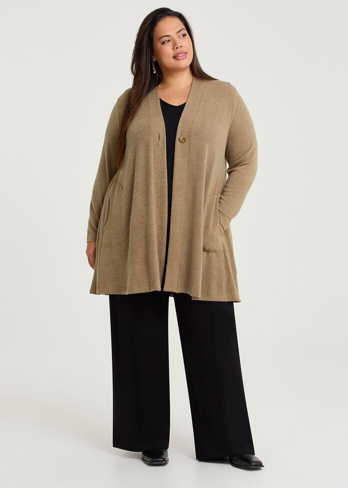 Shop Plus Size Pleat Back Snug Cardigan, Brown | Taking Shape NZ