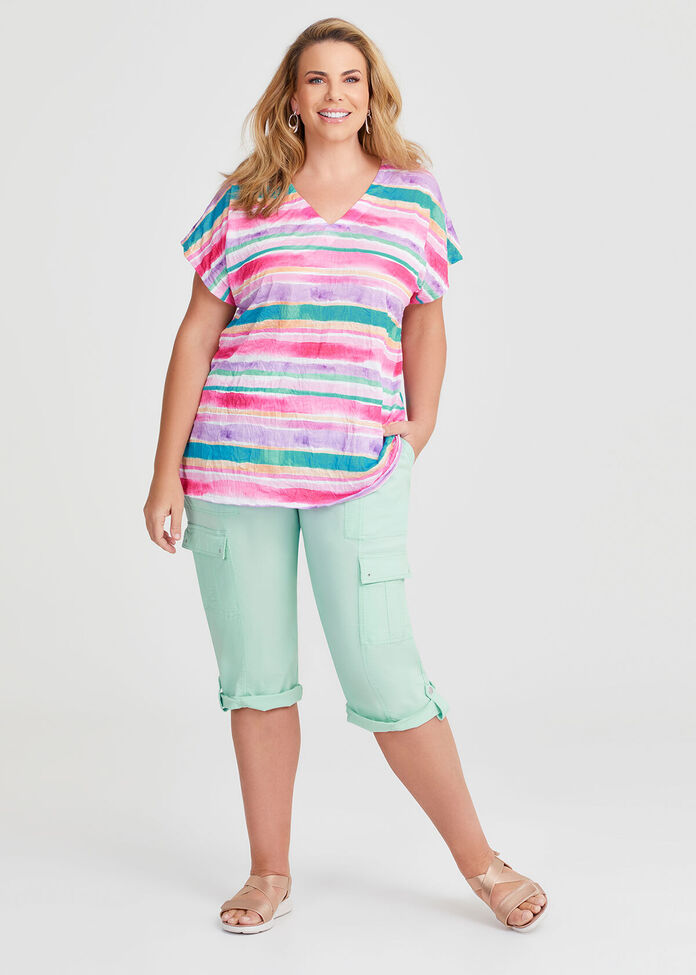 Plus Size Castaway Cargo Crop Pant in Light Green | Taking Shape NZ