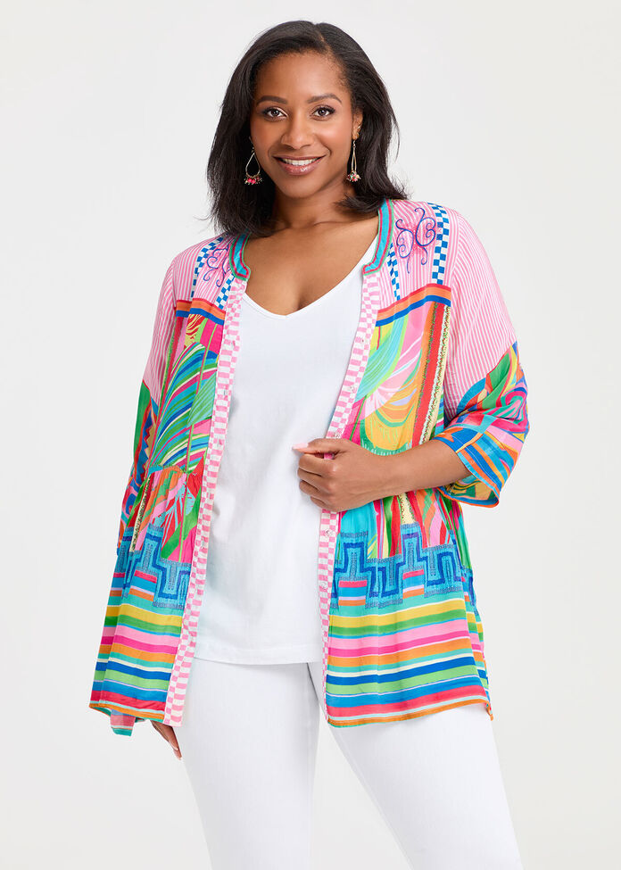 Shop Plus Size Natural Abstract Sorbet Top, Multi | Taking Shape AU