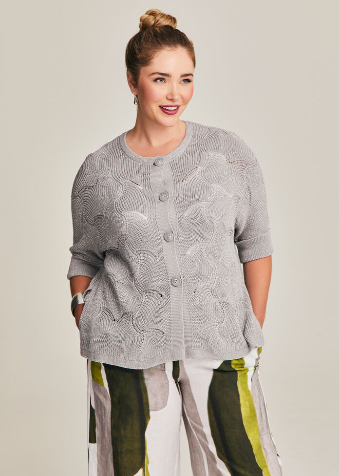 Shop Plus Size Wave Pointelle Knit Cardigan, Black | Taking Shape AU