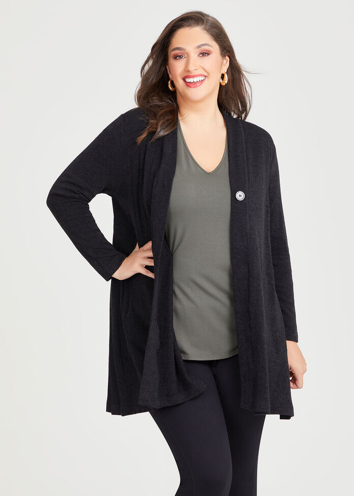 Shop Plus Size Pleat Back Enthuse Cardigan, Black | Taking Shape AU