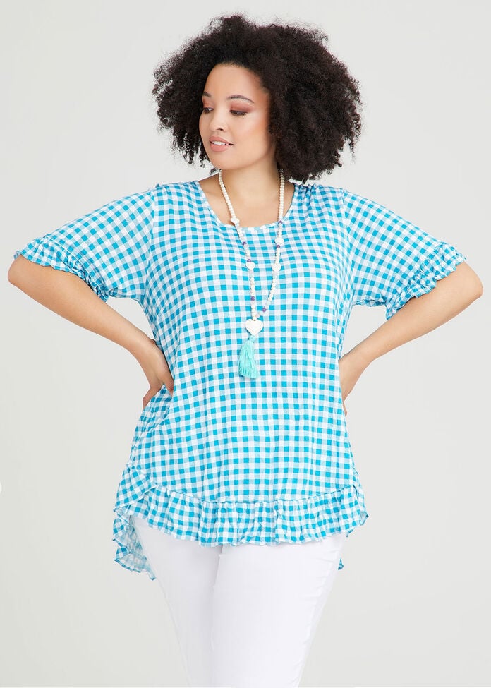 Shop Plus Size Bamboo Gingham Top, Blue | Taking Shape AU