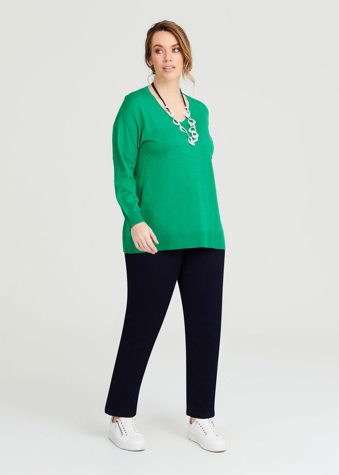 Shop Plus Size Textured Self Spot Jumper, Green | Taking Shape NZ
