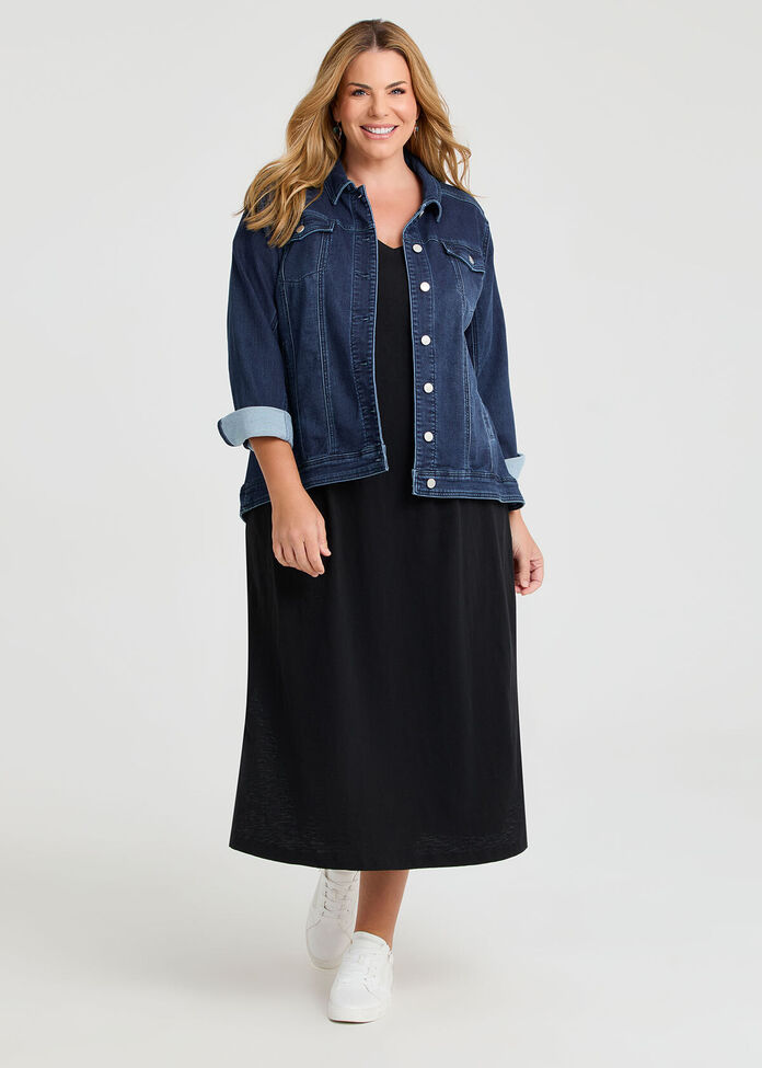 Shop Plus Size Cotton V-neck Maxi Dress, Black | Taking Shape NZ