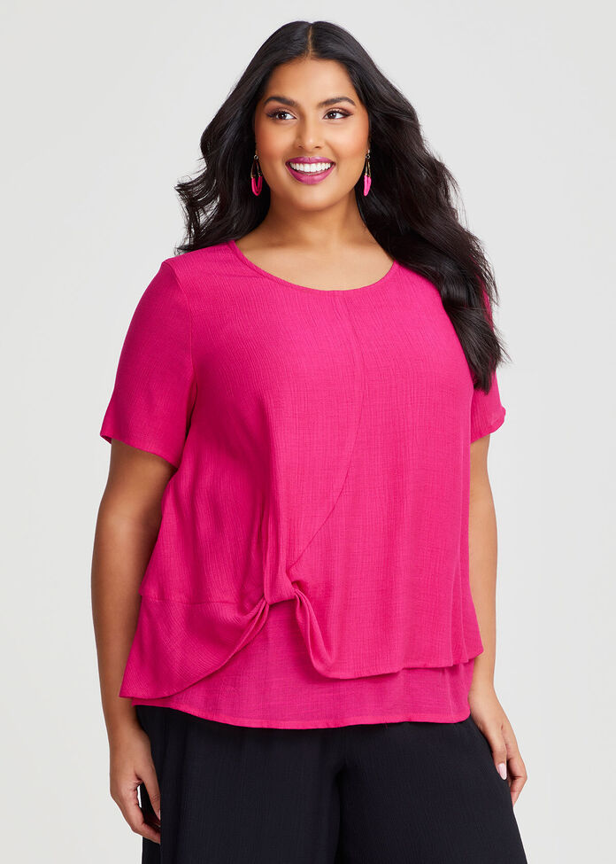 Plus Size Women's Pink Knot Front Top | Taking Shape AU