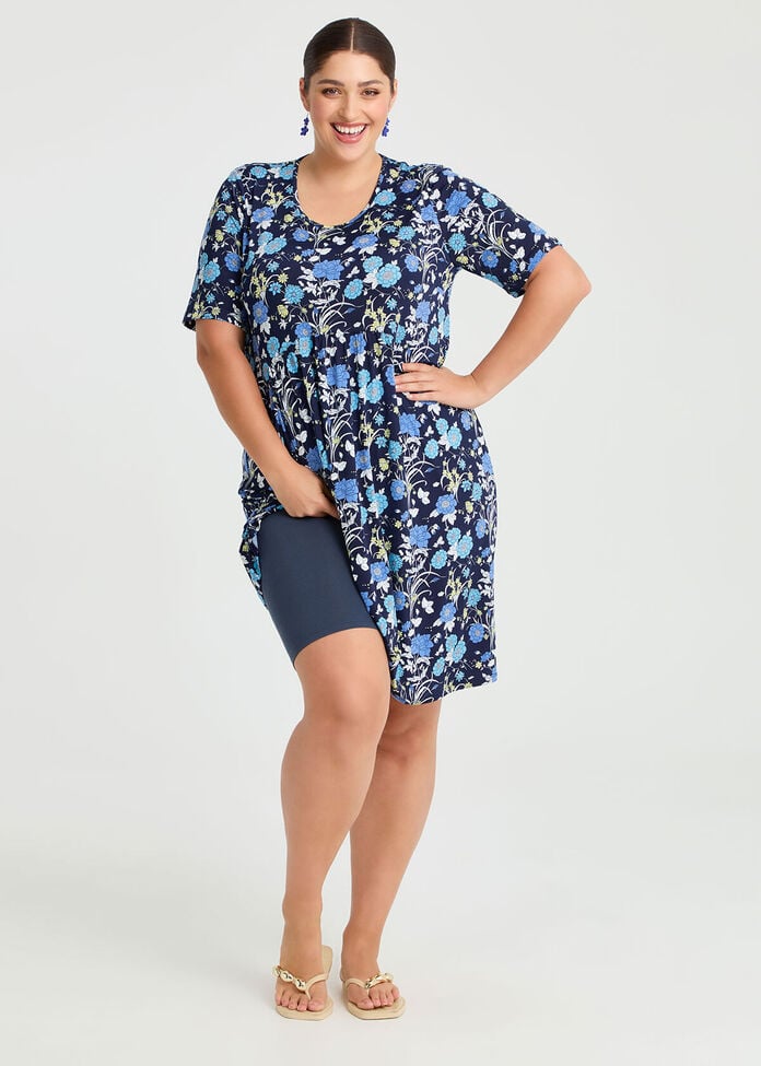 Shop Plus Size Floral Empire Line Dress, Blue | Taking Shape CA