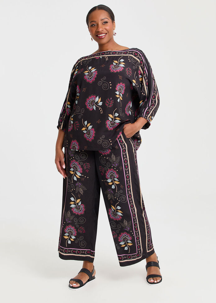 Shop Plus Size Natural Blooms Boat Neck Top, Multi | Taking Shape NZ