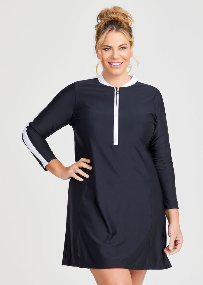 Shop Plus Size Cover-up Rash Swim Dress, Black | Taking Shape NZ