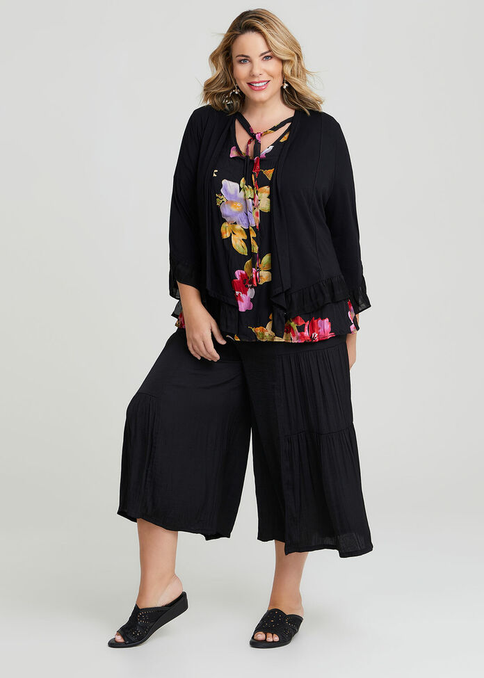 Shop Plus Size Bamboo Coco Contrast Cardigan in Black | Sizes 12-30 ...