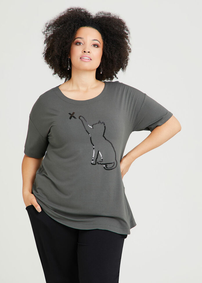 Shop Plus Size Natural Glam Cat Top, Black | Taking Shape AU