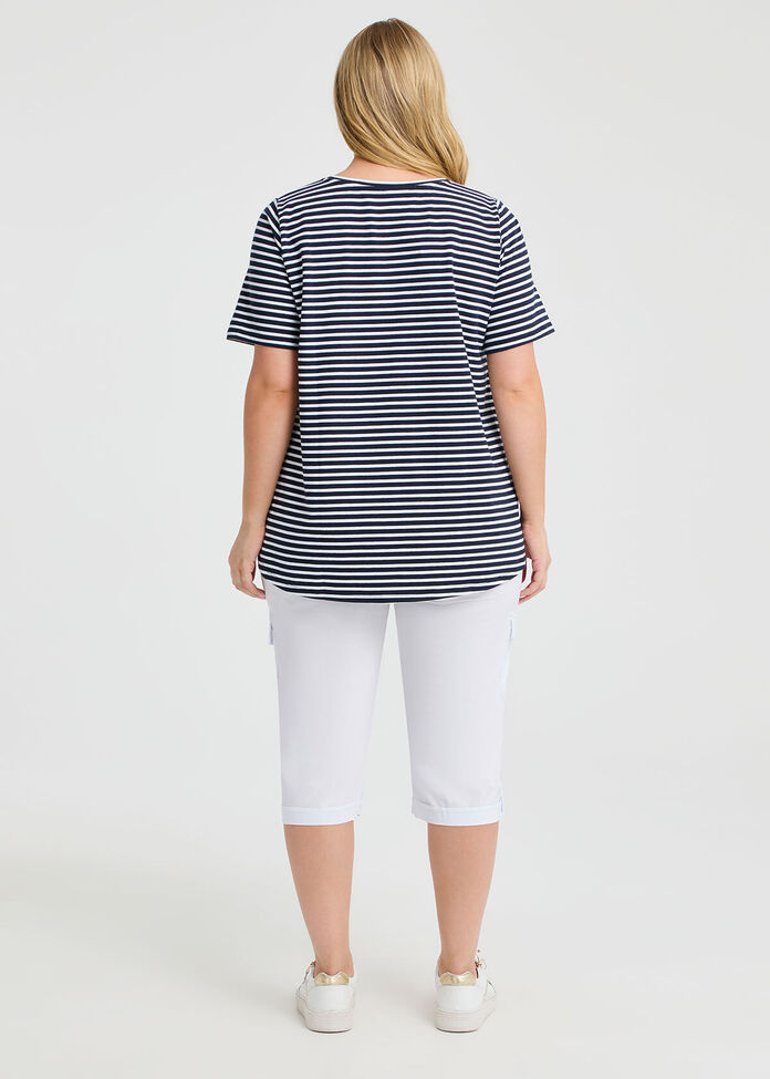 Shop Plus Size Good Earth Australian Cotton Stripe T-shirt, Stripes ...