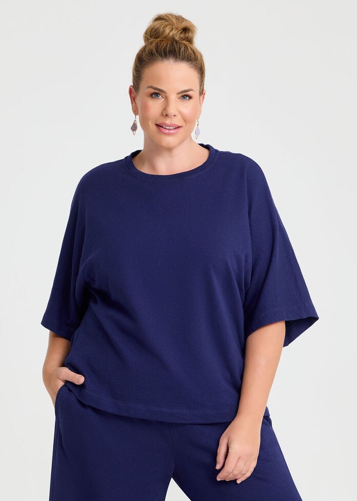Shop Plus Size Hi Lo Hem Sweatshirt, Blue | Taking Shape NZ