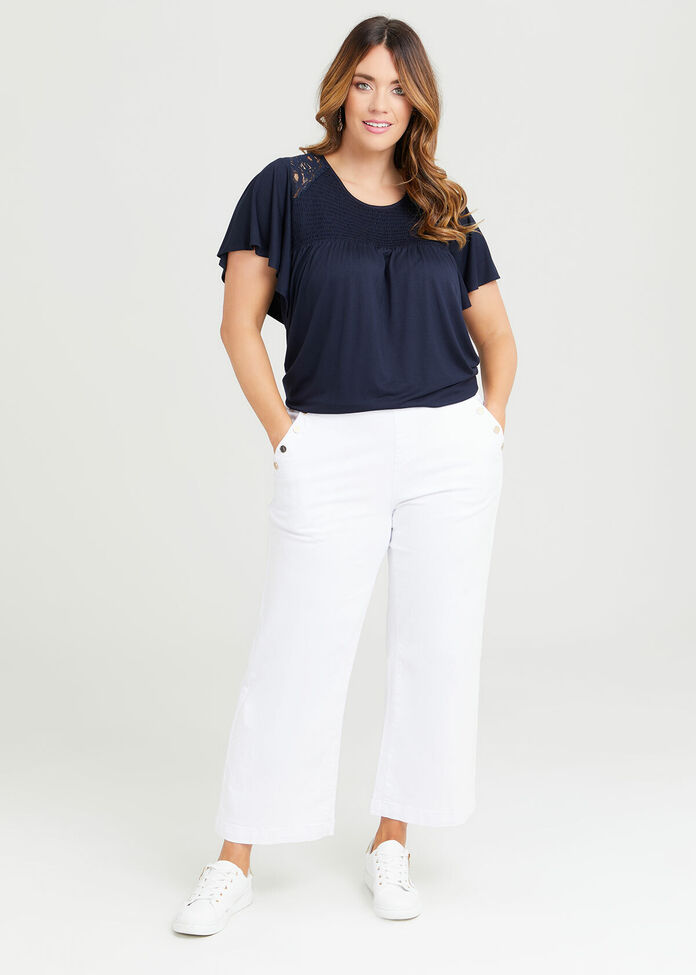 Shop Plus Size Sailor Detail Wide Leg Jean, White | Taking Shape AU