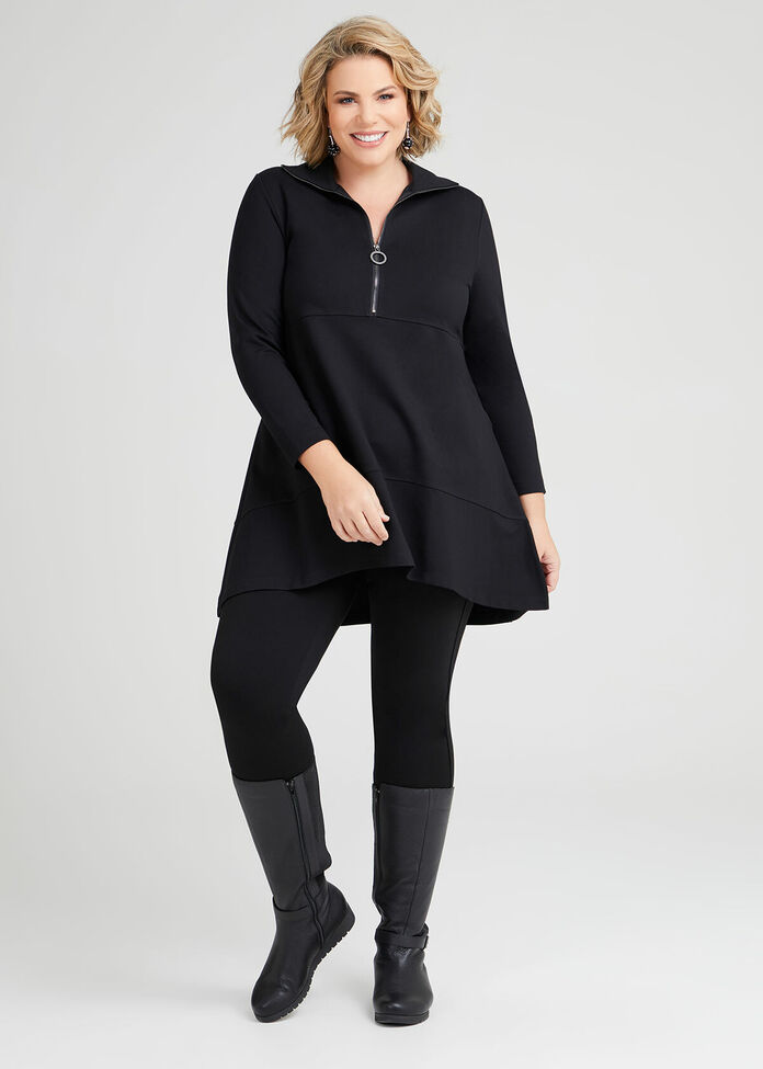 Shop Plus Size Zip Collar Bamboo Ponte Tunic, Black | Taking Shape AU
