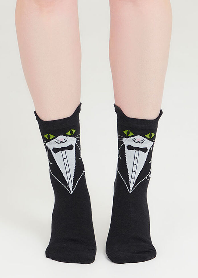 Shop Tuxedo Cat Cotton Ankle Socks in Black | Accessories | Taking Shape AU