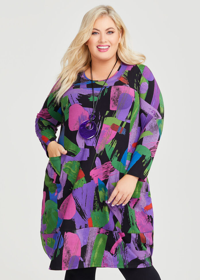 Shop Plus Size Abstract Natural Tulip Dress, Multi | Taking Shape AU