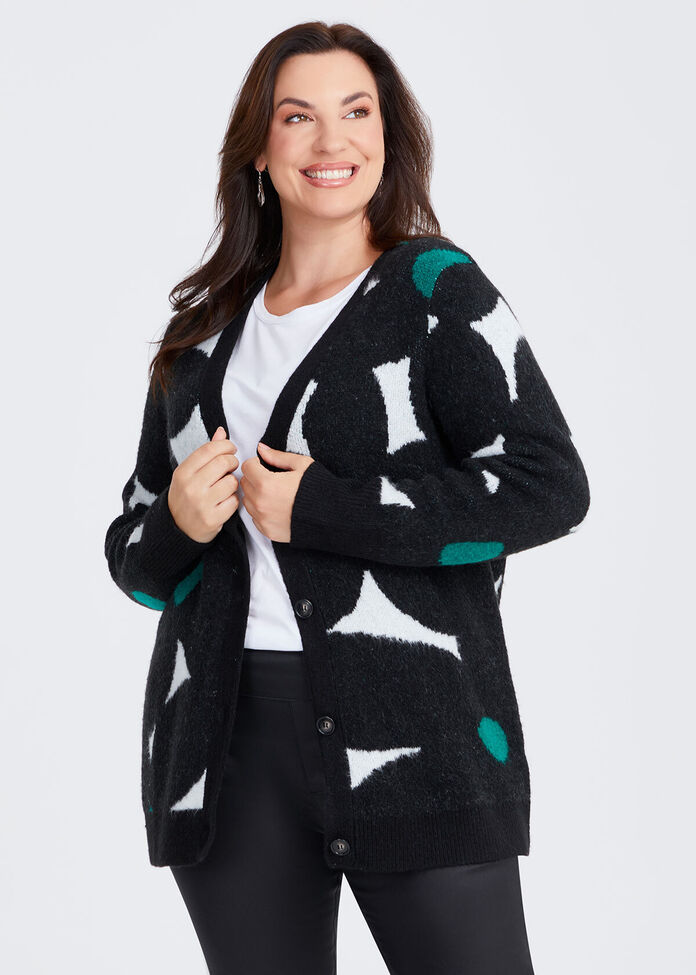 Shop Plus Size Flower Button Through Cardigan, Black | Taking Shape AU