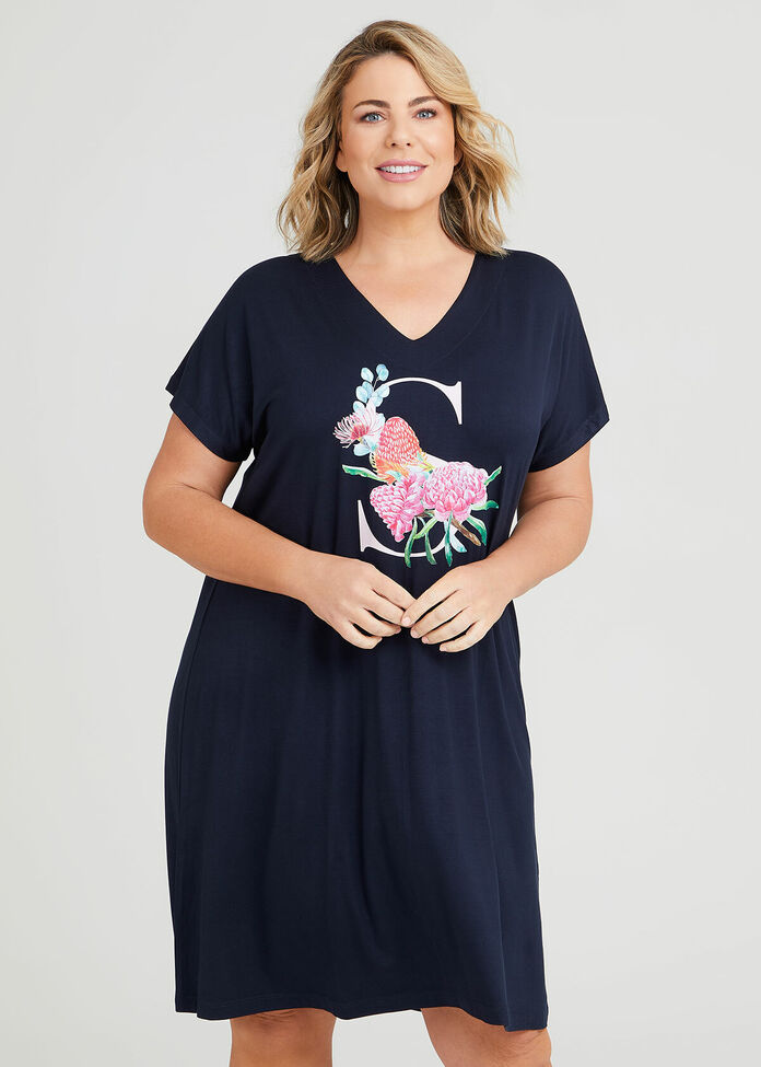Shop Plus Size Bamboo Sunday V-neck Nightie, Blue | Taking Shape AU