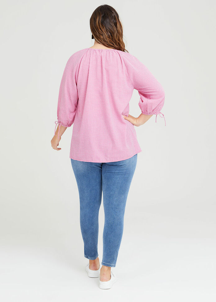 Shop Plus Size Seersucker Gingham Top, Red | Taking Shape AU