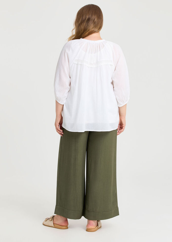 Shop Plus Size Cotton Lace Trim Pintuck Top, White | Taking Shape NZ