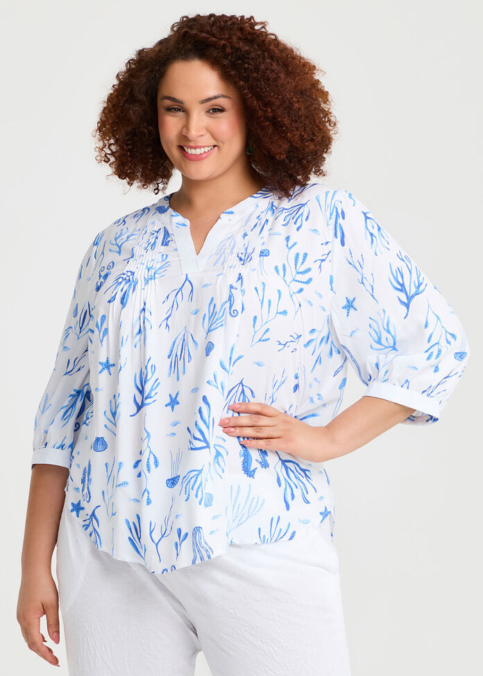 Shop Plus Size Natural Coastal Top, Multi | Taking Shape SG