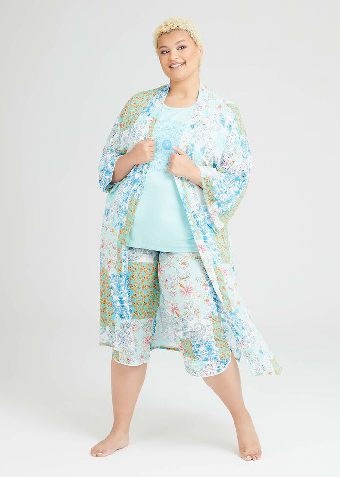Shop Plus Size Natural Patchwork Print Robe in Print | Taking Shape AU