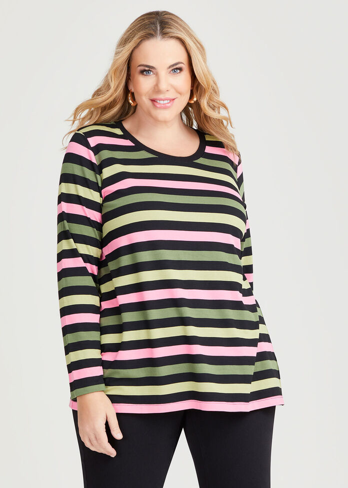 Shop Plus Size Bamboo Ponte Fine Stripe Top In Multi Taking Shape Au