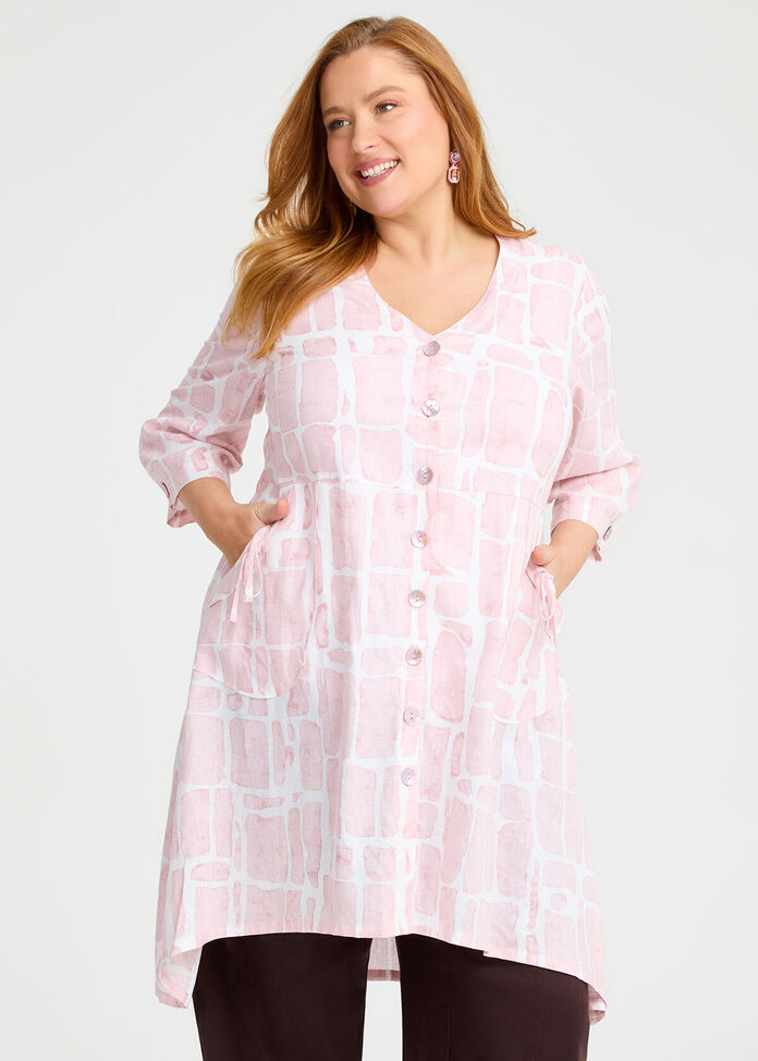 Shop Plus Size Blissful Linen Bamboo Duster, Pink | Taking Shape NZ