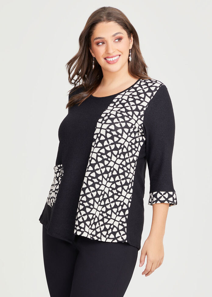 Shop Plus Size Spliced Snug & Jacquard Top, Black | Taking Shape AU