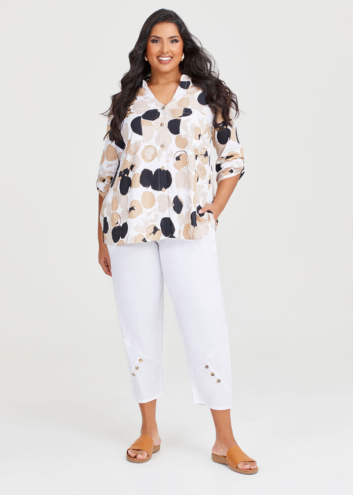 Shop Plus Size Spot Linen Bamboo Shirt, Multi | Taking Shape AU