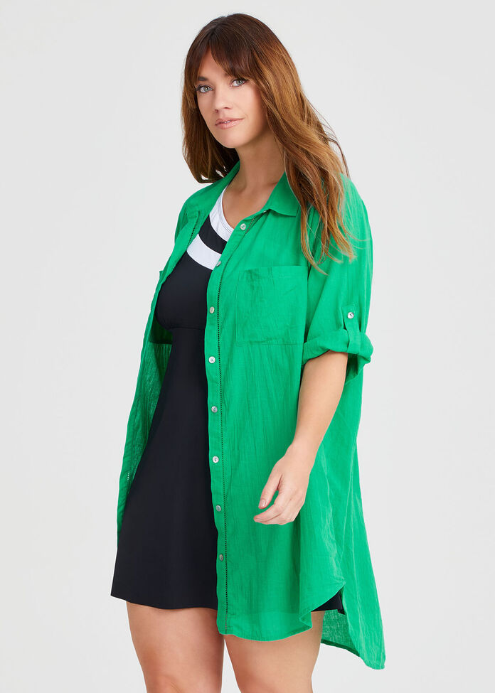 Green Cotton Trim Cover-Up | Plus Size Women's | Taking Shape AU