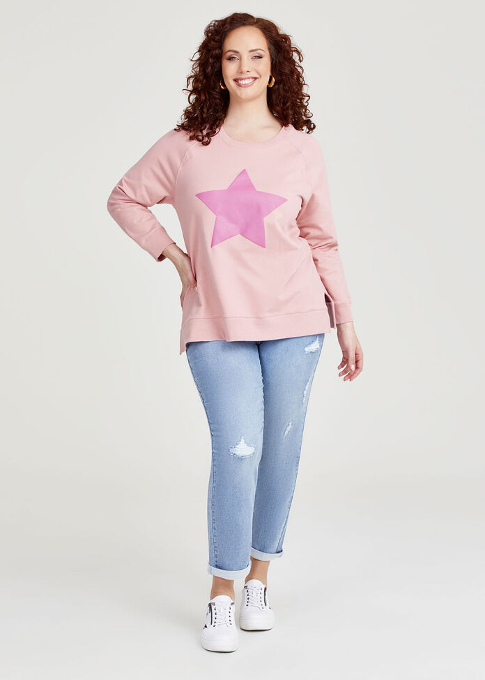 Shop Plus Size Cotton Lush Star Sweatshirt, Red | Taking Shape AU