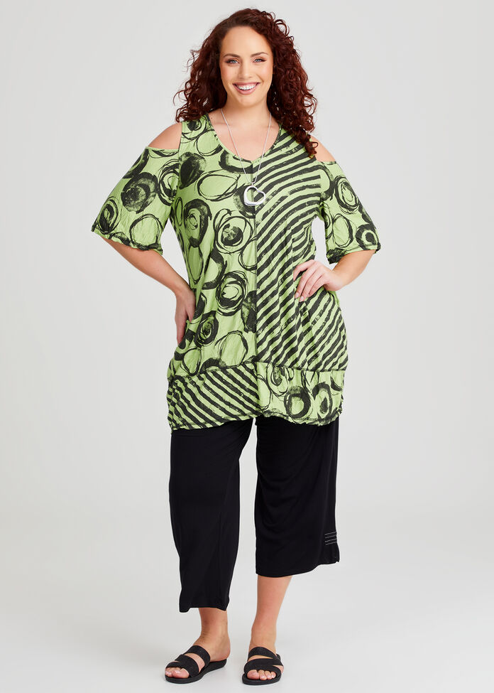 Shop Plus Size Cold Shoulder Bamboo Crush Tunic, Green | Taking Shape AU