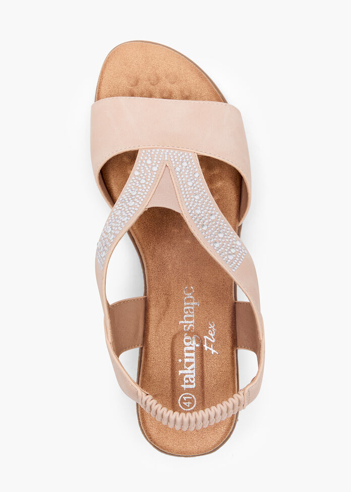 Shop Nude Bling Elastic Wedge Sandal | Comfortable Shoes | Taking Shape NZ