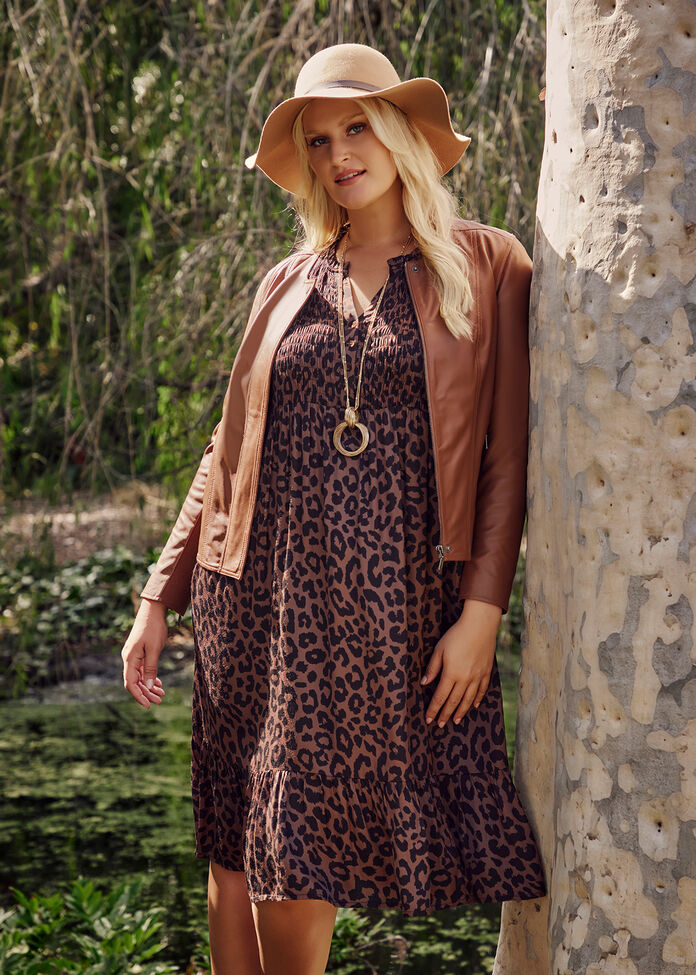 Shop Plus Size Luxe Animal Shirred Dress, Multi | Taking Shape AU