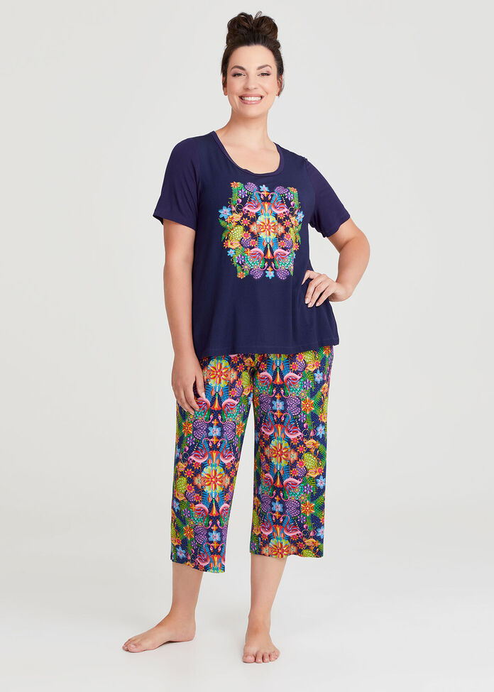 Shop Plus Size Flamingo Love Pyjama Top, Blue | Taking Shape AU
