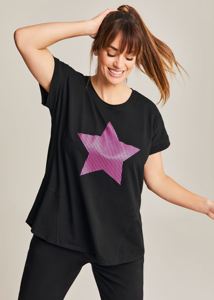 Shop Plus Size Cotton Active Star T-shirt, Black | Taking Shape AU