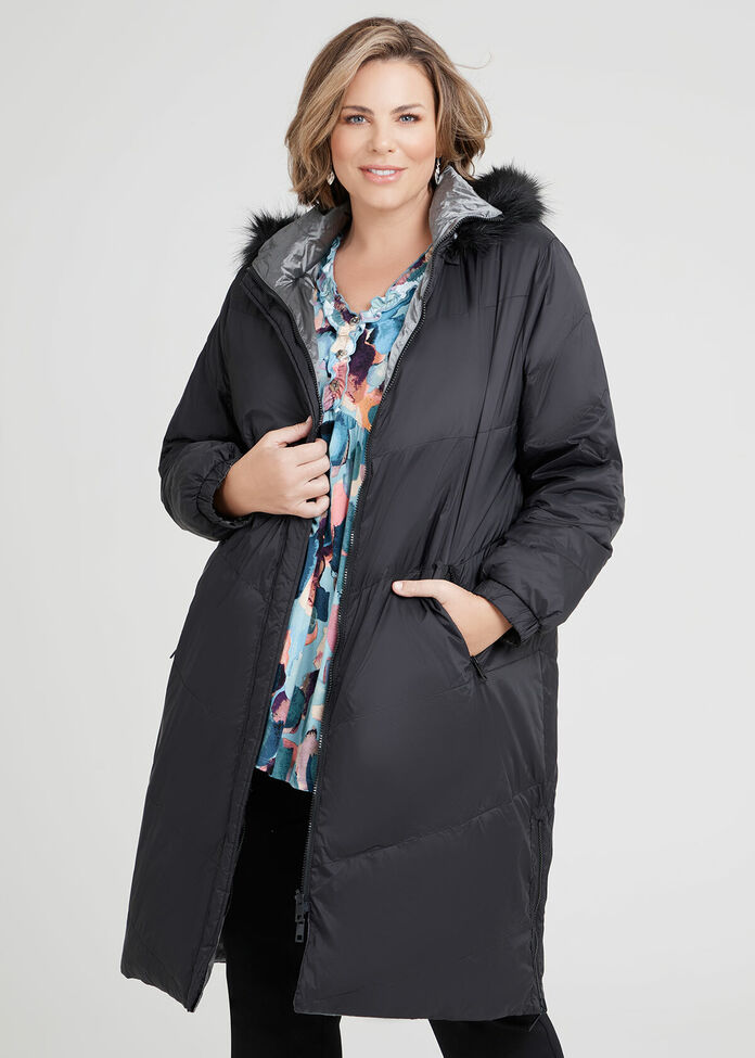 Shop Plus Size Reversible Malin Puffer Coat, Black | Taking Shape AU