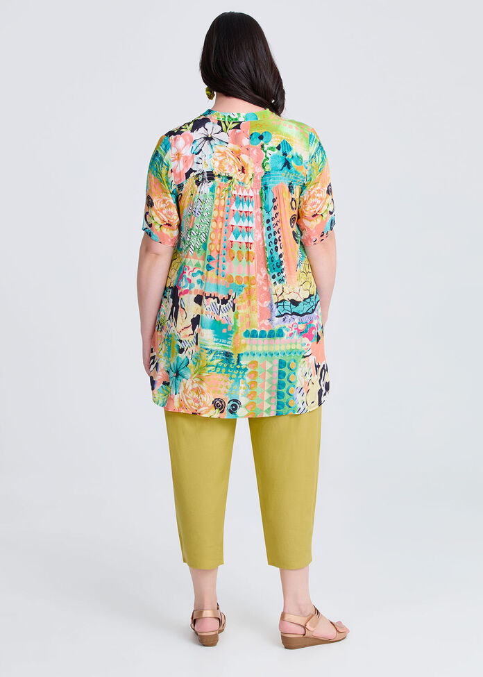 Shop Plus Size Sunshine Tie Neck Natural Tunic, Print | Taking Shape AU