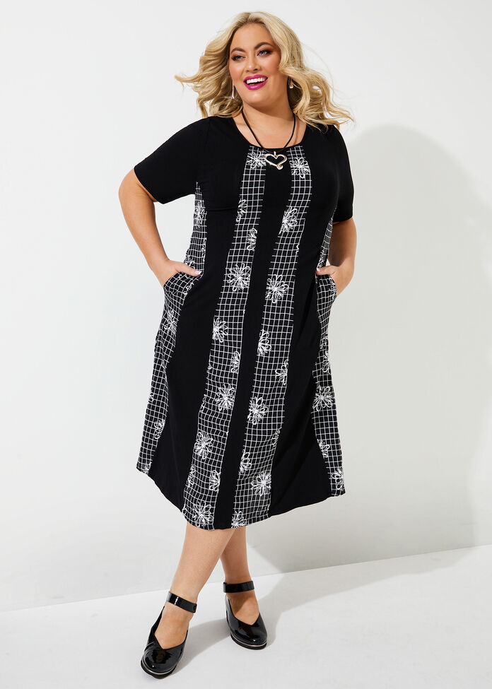 Shop Plus Size Natural Check Floral Dress, Multi | Taking Shape AU
