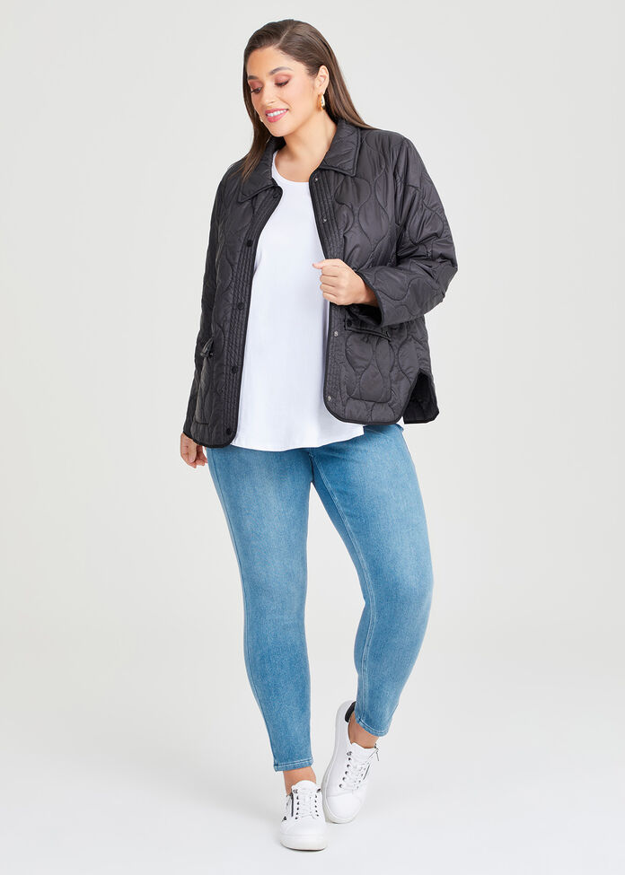 Shop Plus Size Short Quilt Puffer Jacket, Black | Taking Shape NZ
