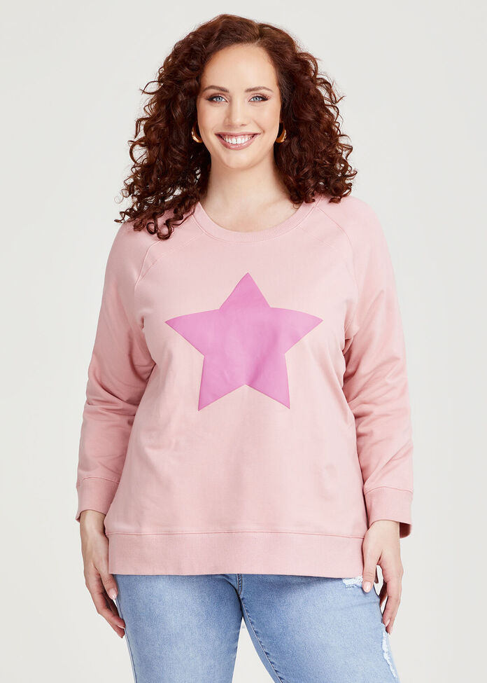 Shop Plus Size Cotton Lush Star Sweatshirt, Red | Taking Shape AU