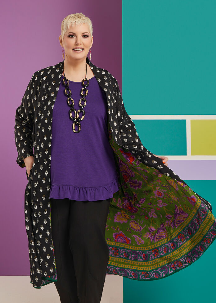 Shop Plus Size Reversible Natural Duster, Multi | Taking Shape AU