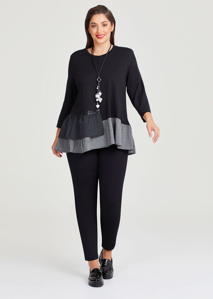 Shop Plus Size Bamboo Stripe Ruffle Lea Top, Black | Taking Shape AU