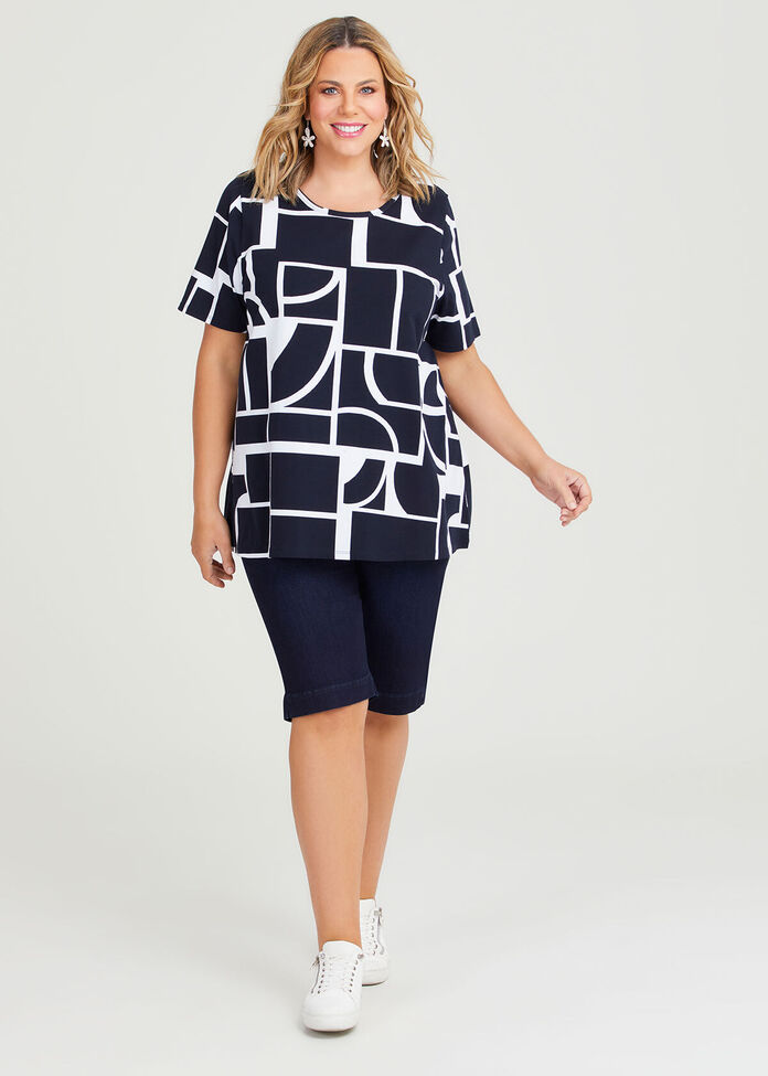 Shop Plus Size Cotton Abstract Geo Print Top, Blue | Taking Shape AU