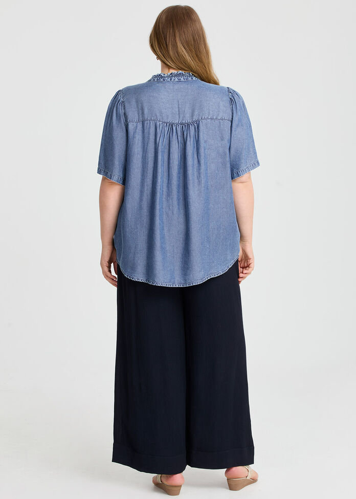 Shop Plus Size Natural Wide Leg Pant, Navy | Taking Shape UK