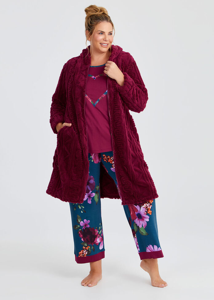 Shop Plus Size Plush Hooded Zip Up Robe, Red | Taking Shape NZ