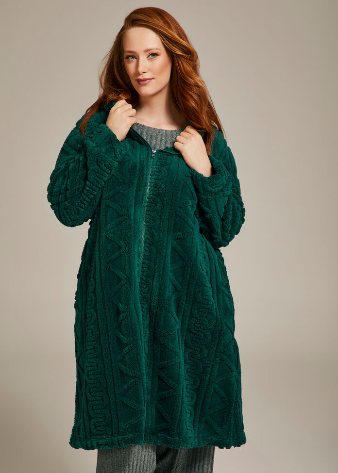 Shop Plus Size Plush Hooded Zip Up Robe, Green | Taking Shape NZ