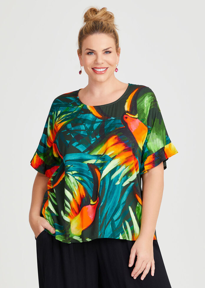 Shop Plus Size Natural Painted Toucan Top, Multi | Taking Shape NZ