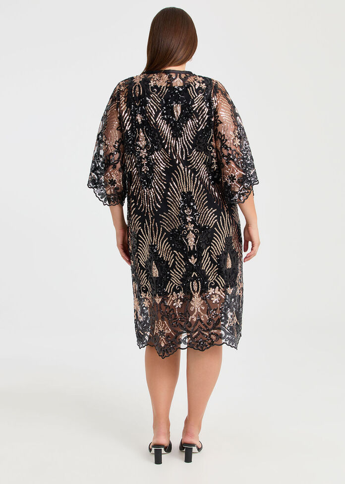 Shop Plus Size Cocktail Glam Sequin Kimono, Black | Taking Shape AU